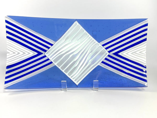 Modern Blue Glass Tray - OMGlass Art by Nataly Biskay