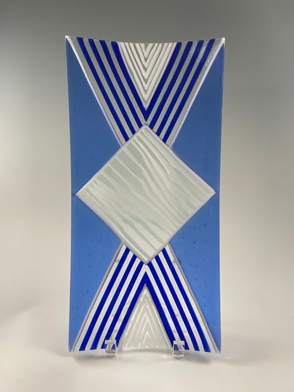 Modern Blue Glass Tray - OMGlass Art by Nataly Biskay